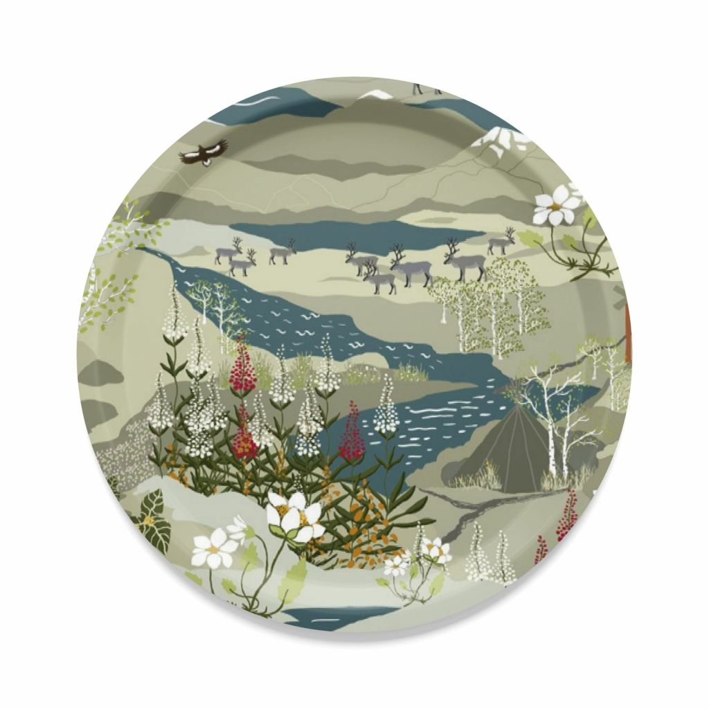 Fjällvandring turkos rund bricka - Arvidssons