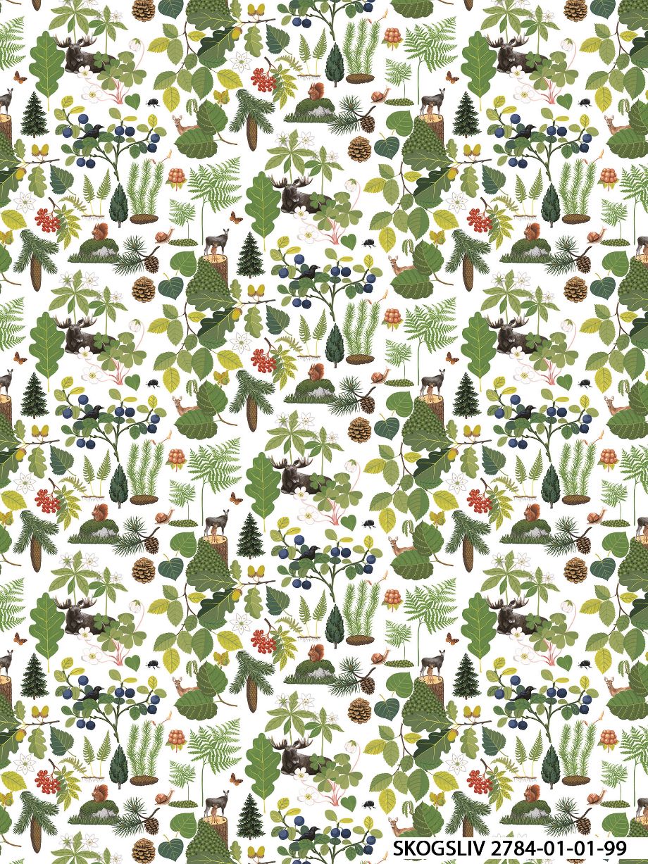 Skogsliv grön tyg metervara - Arvidssons
