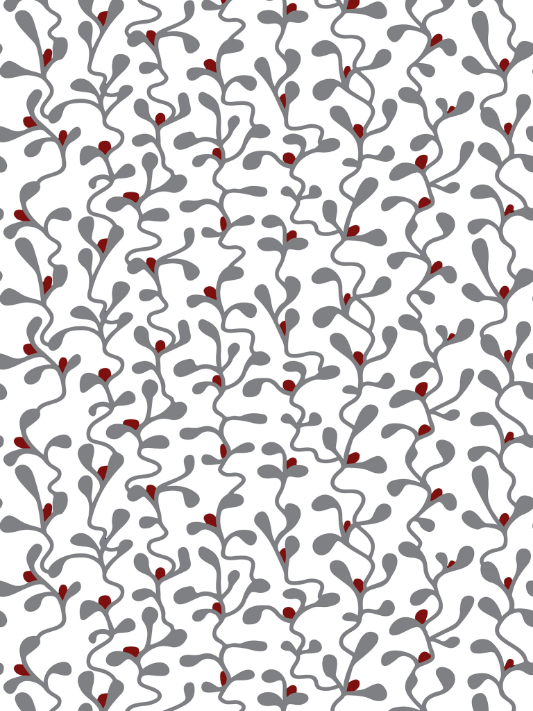 Lingonris grå tyg metervara - Arvidssons