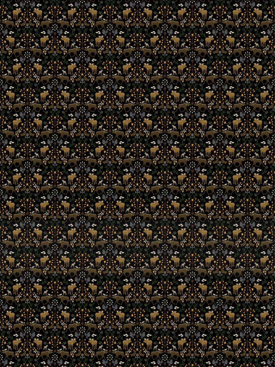 Skogens Konung svart tyg metervara - Arvidssons